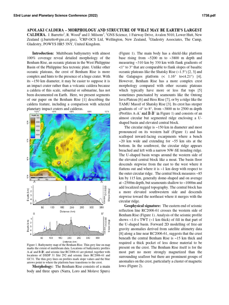 Apolaki Caldera - Morphology and Structure of What May Be Earth's ...