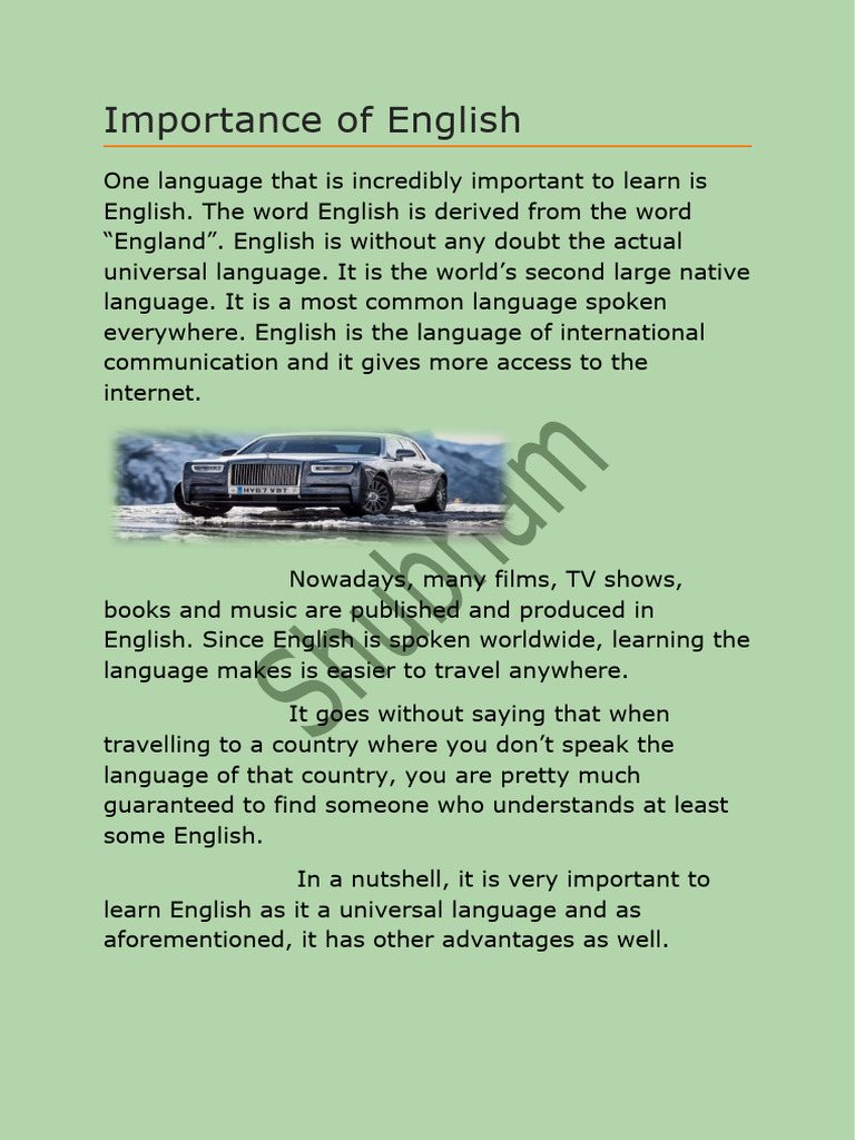 Importance of English | PDF | Foreign Language Studies