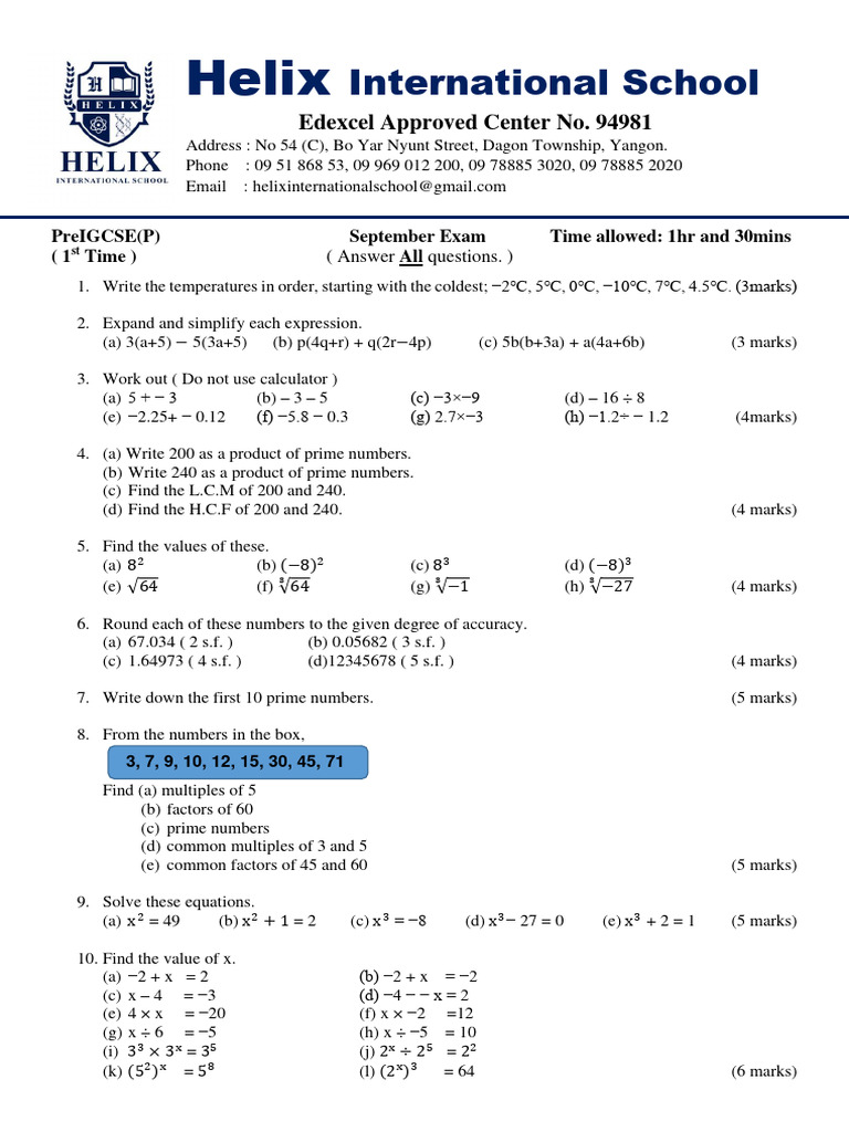 Maths Year-8 questions | Download Free PDF | Abstract Algebra ...