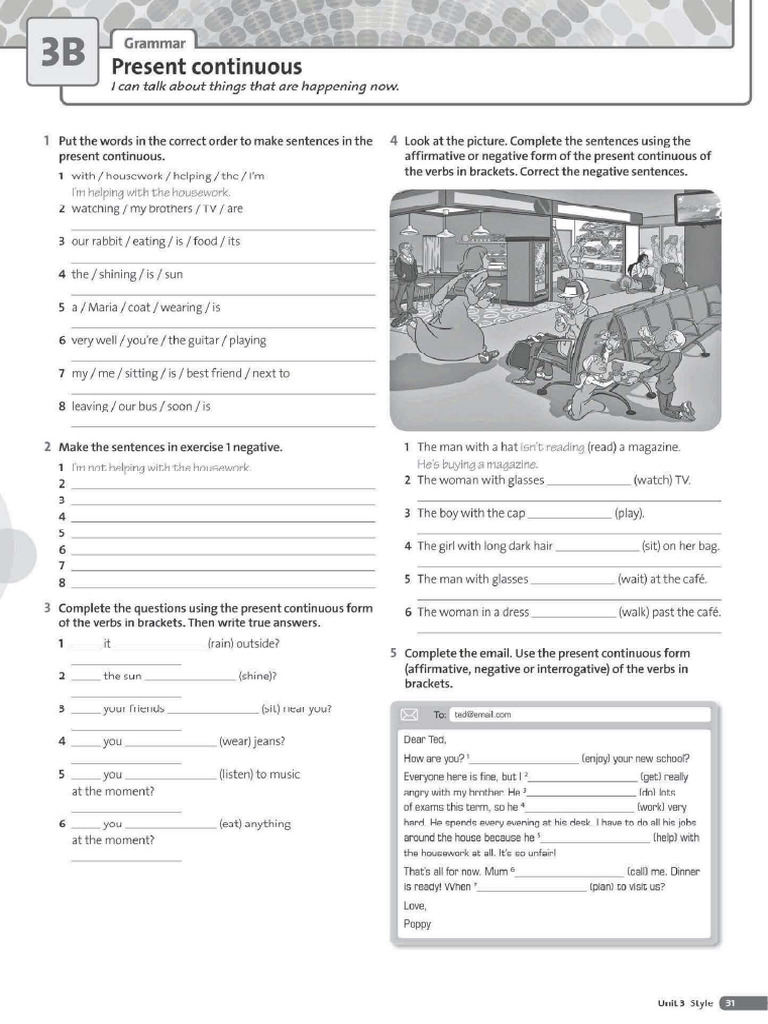 Present continuous - Solutions exercises | PDF