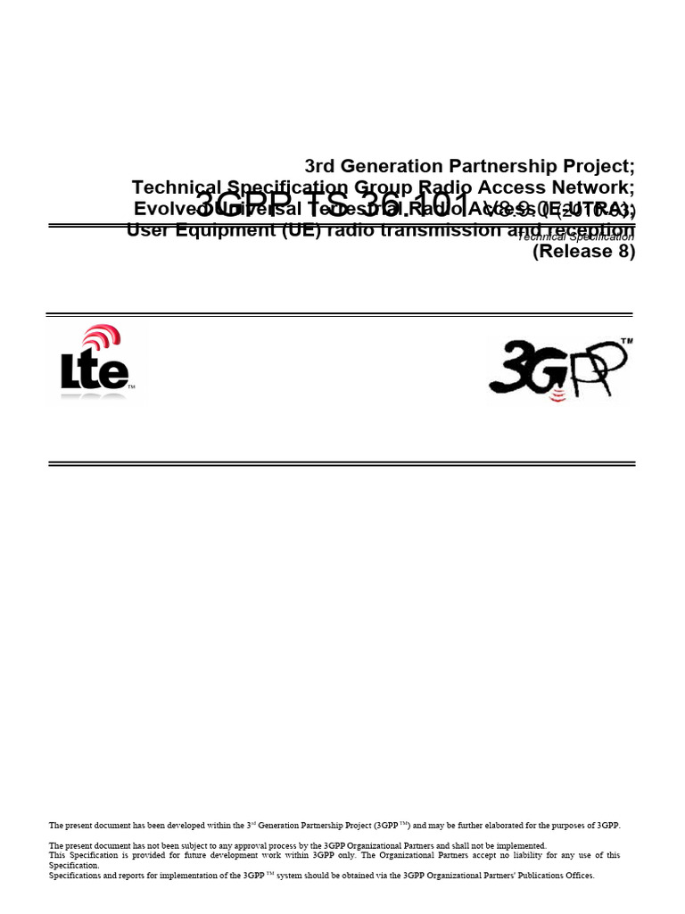 3GPP TS 36.101: Technical Specification | PDF | Mimo | Bandwidth (Signal Processing)
