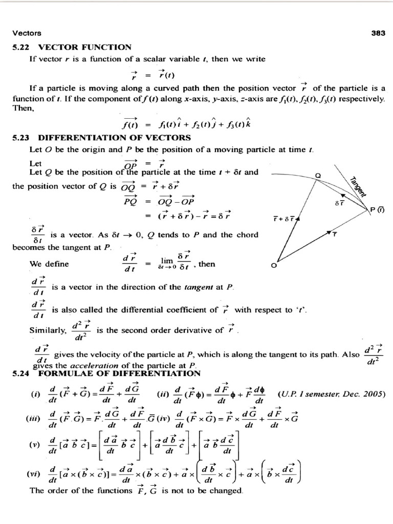 Differentiation of Vectors | PDF | Acceleration | Euclidean Vector