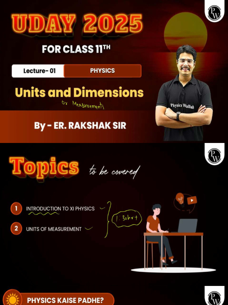 Units and Dimension 01 - Class Notes - Uday 2025 | PDF
