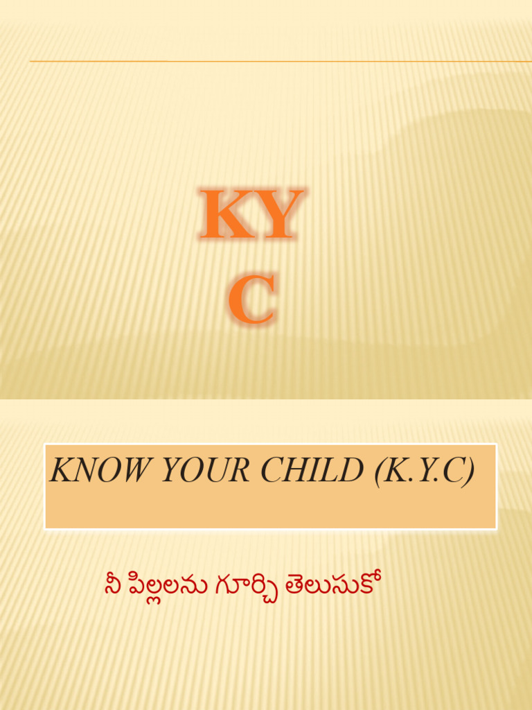 Sudheer Know Your Child (KYC) 2024 | PDF