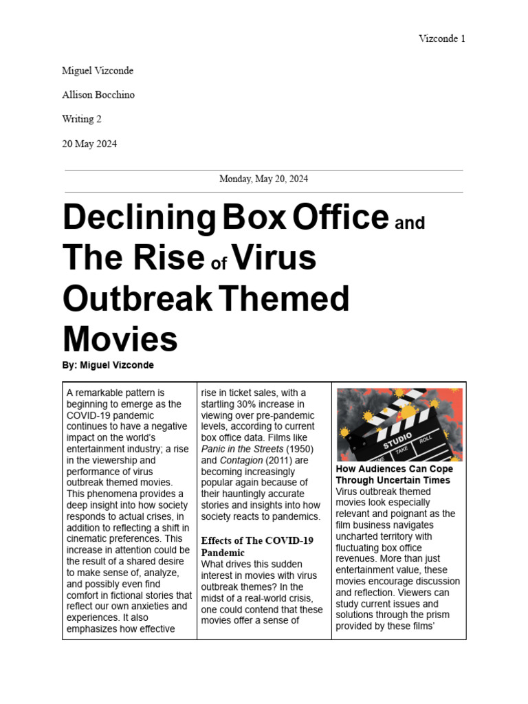Original Declining Box Office and The Rise of Virus Outbreak Themed ...