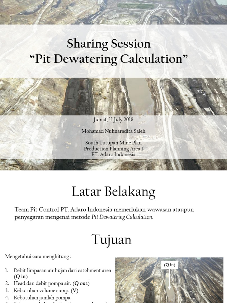 Sharing Session - Pit Dewatering Calculation | PDF