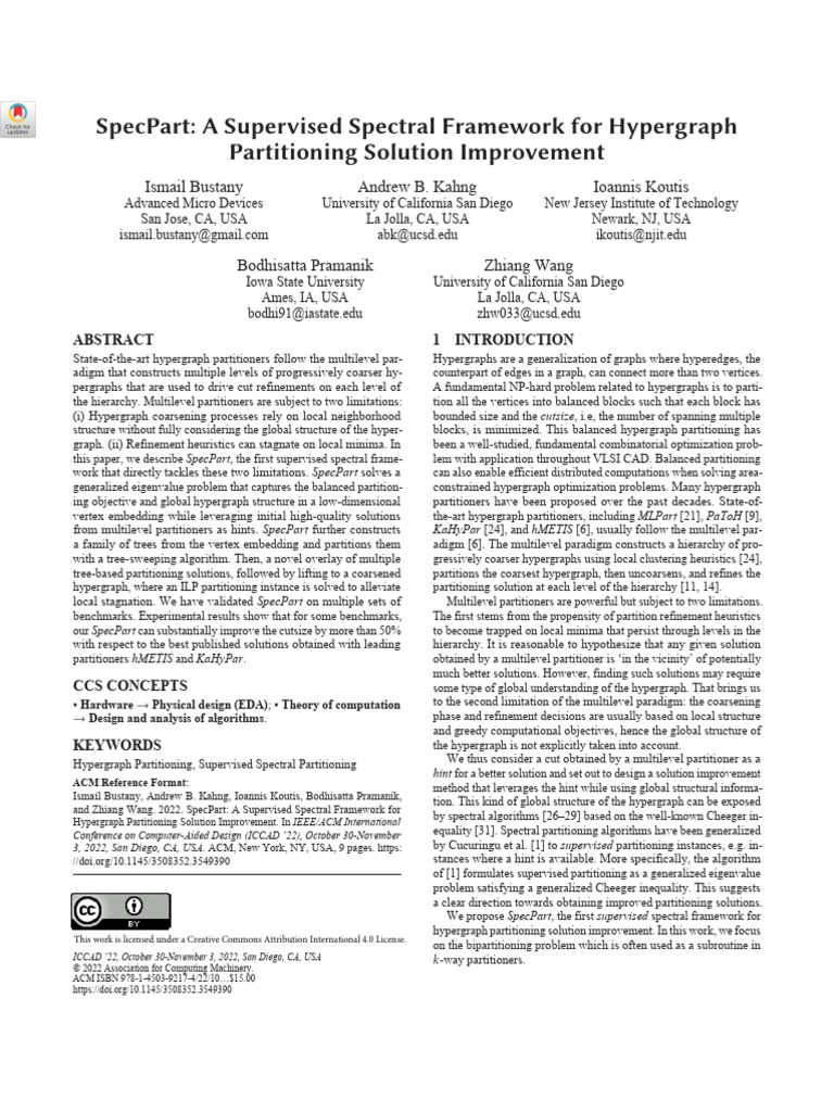 A Supervised Spectral Framework For Hypergraph Partitioning Solution Improvement | PDF ...