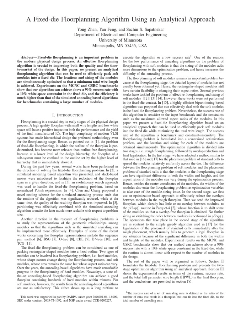 A Fixed Die Floorplanning Algorithm Using Analytical Approach Pdf Mathematical Optimization 