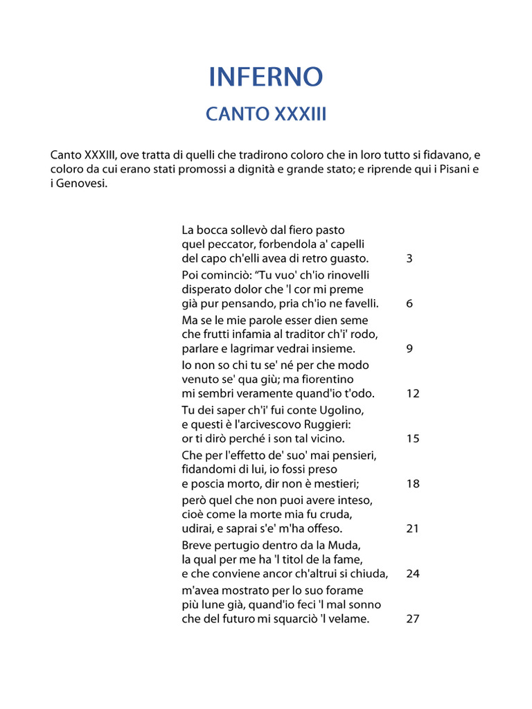Inferno 33 Testo Del Canto | PDF