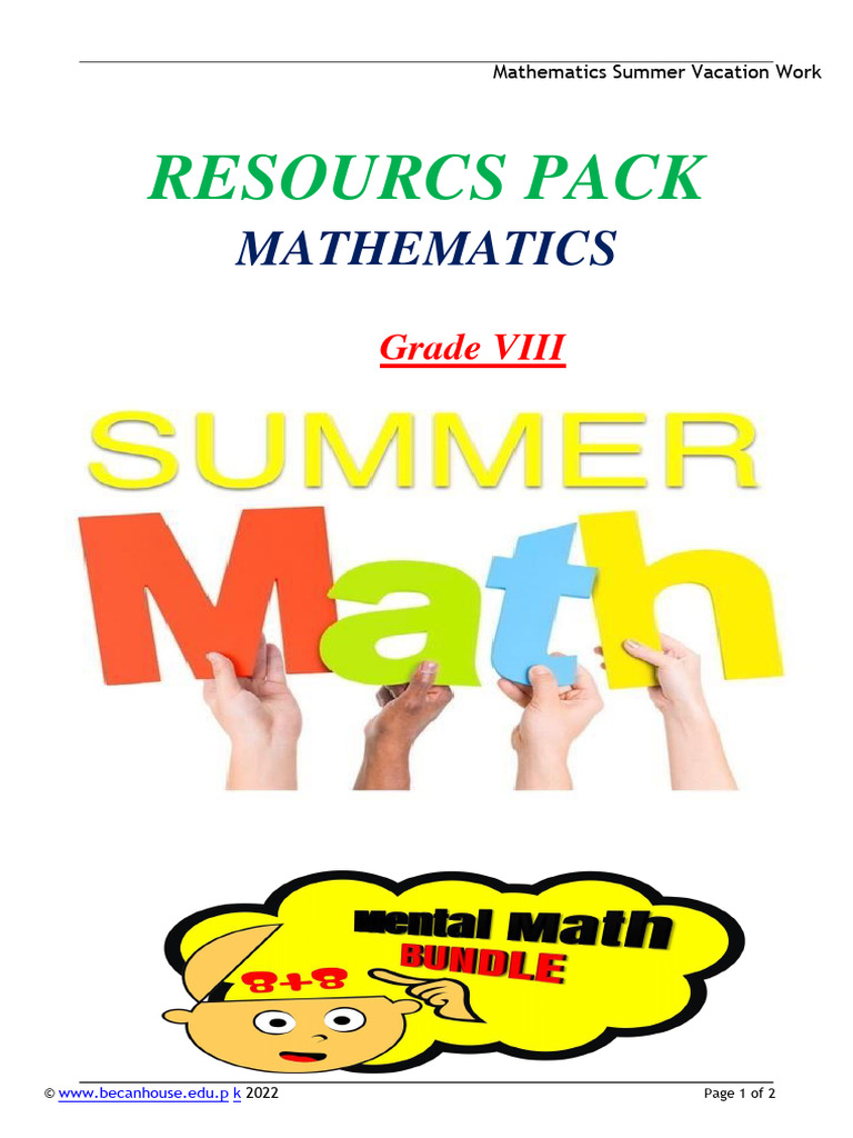 Grade 8 Math Resource Pack | PDF | Mathematics | Numbers