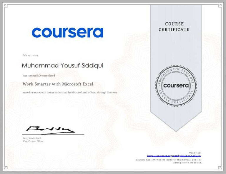 Microsoft Excel Certificate | PDF