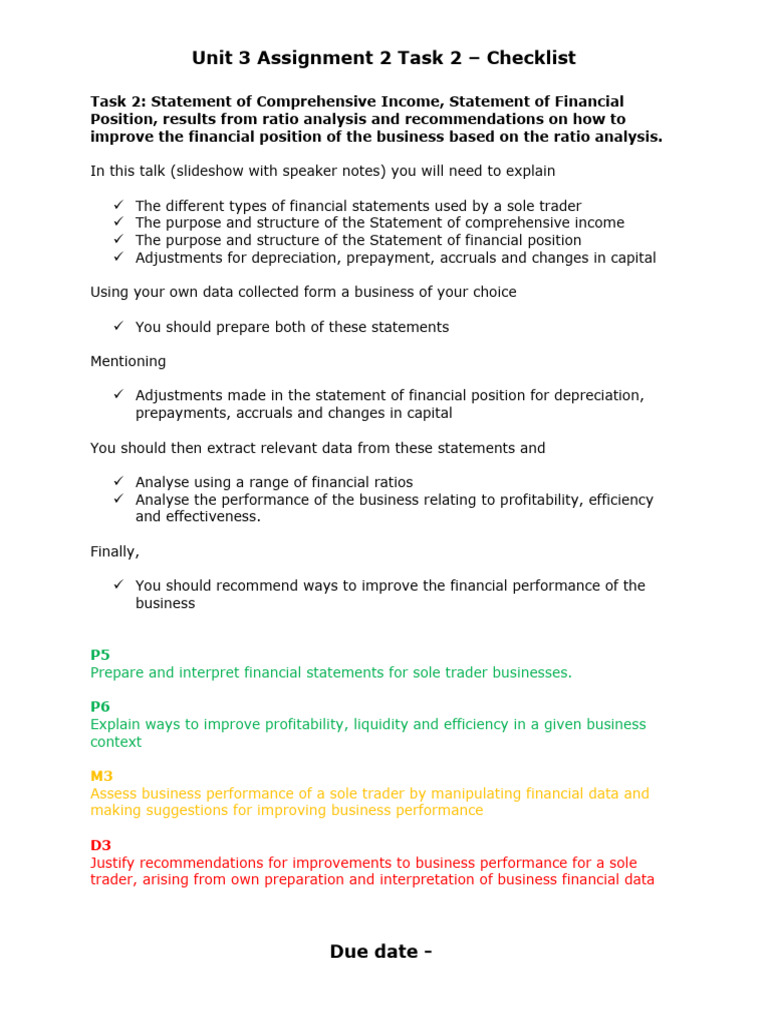 Unit 3 Assignment 2 Task 2 Checklist Pdf
