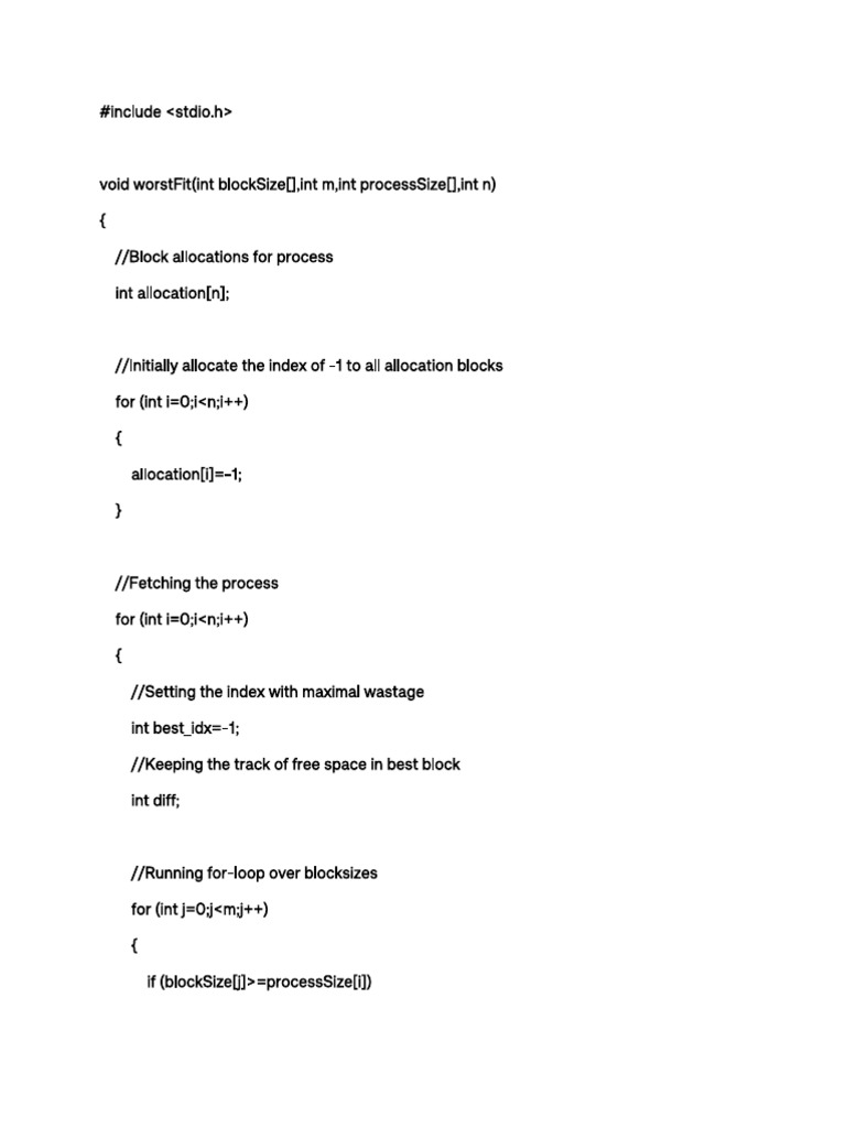 Worst Fit Allocation | PDF