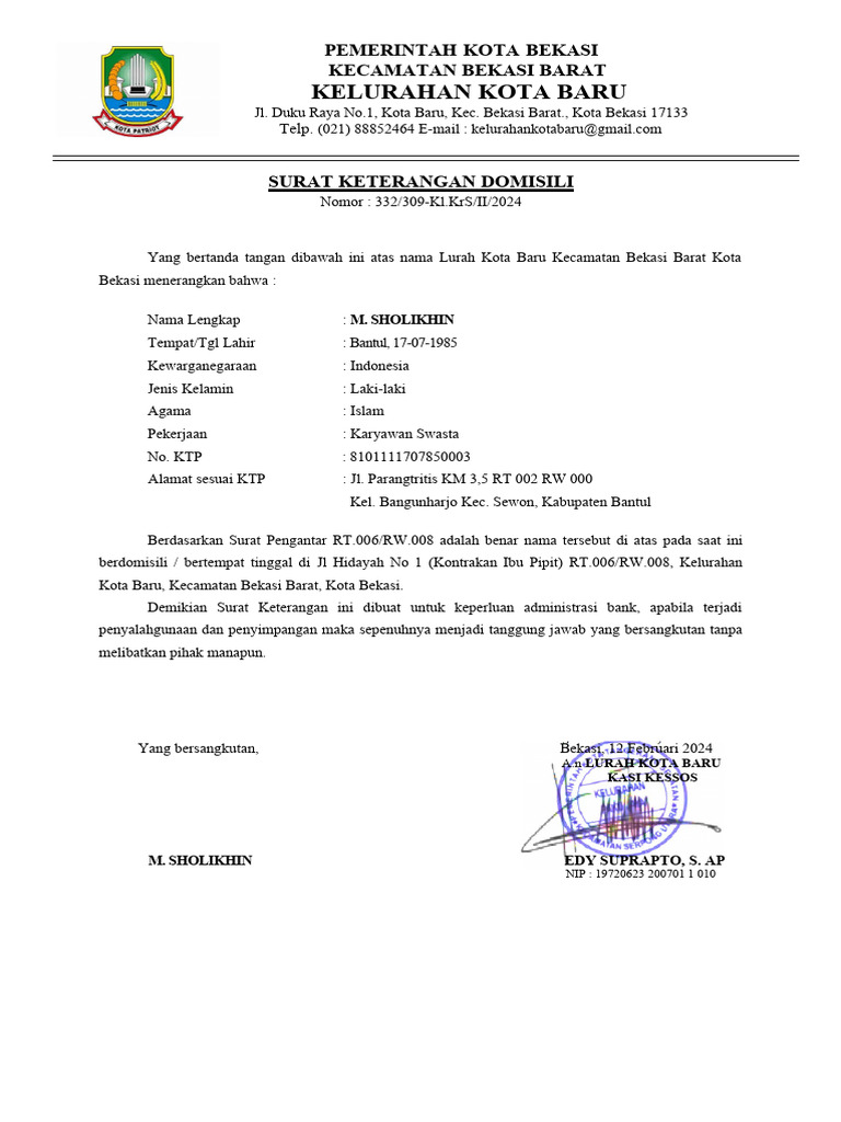 Domisili Burangkeng Setu | PDF