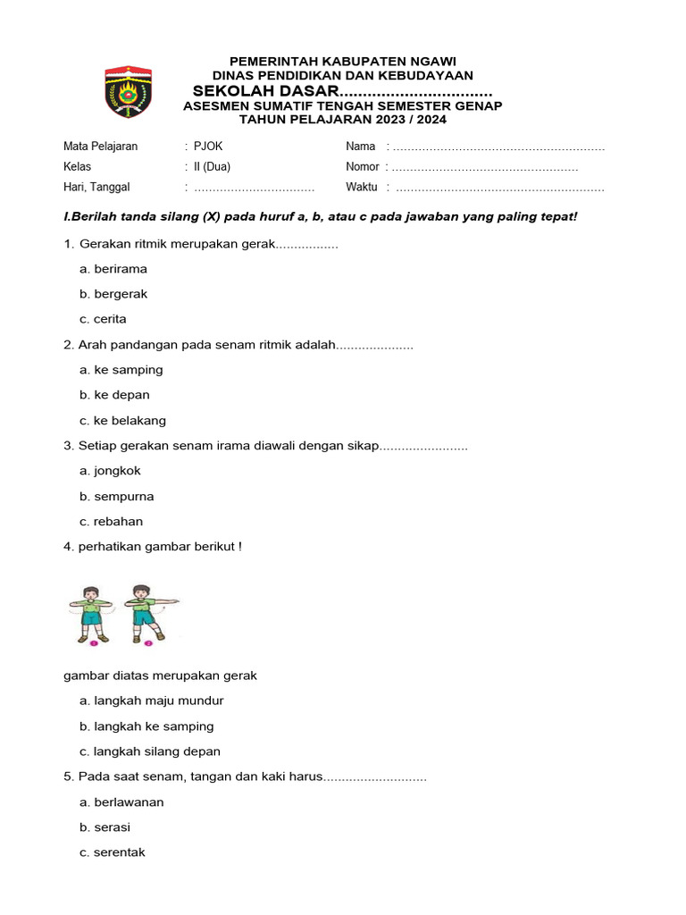 Soal PTS Pjok Kelas 2 | PDF