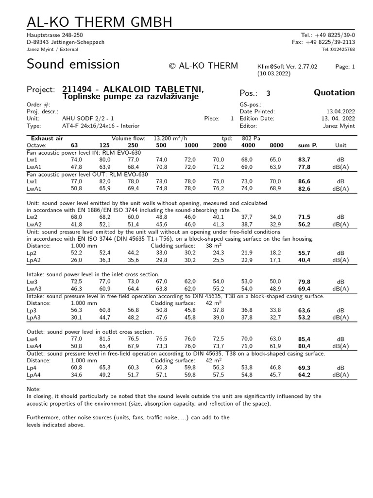 KS - 211494 - 3 - Sound Emission | PDF | Senses | Audiology