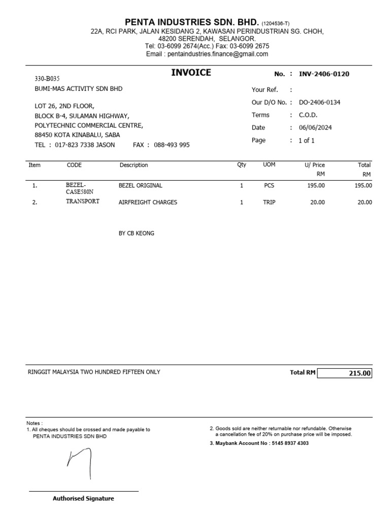 Bumi Mas Inv 2406 0120 | PDF