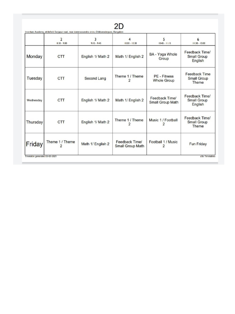Time Table Last Week | PDF