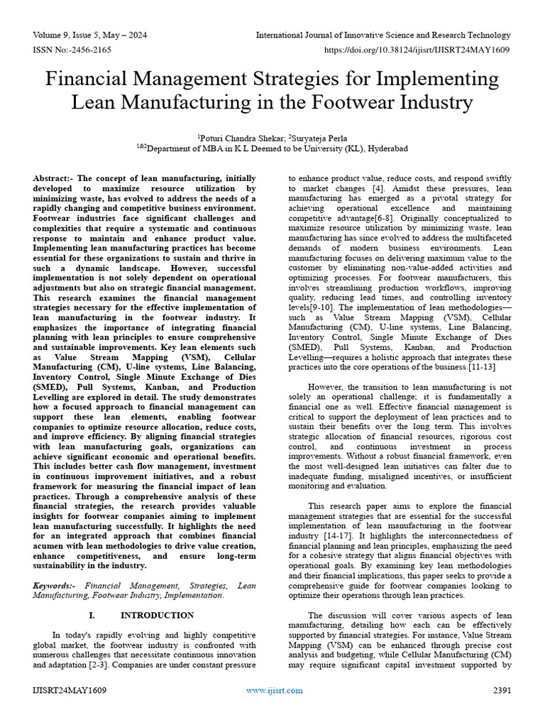 Financial Management Strategies For Implementing Lean Manufacturing in ...