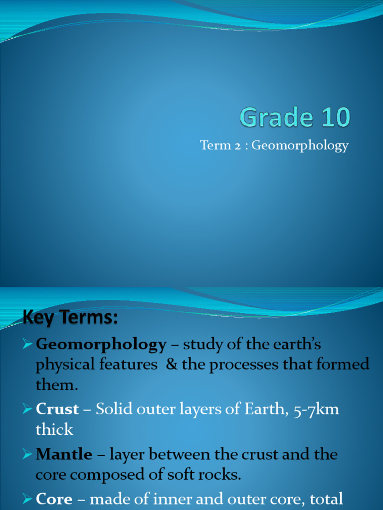 Geomorphology Grade 10 | PDF | Rock (Geology) | Volcano