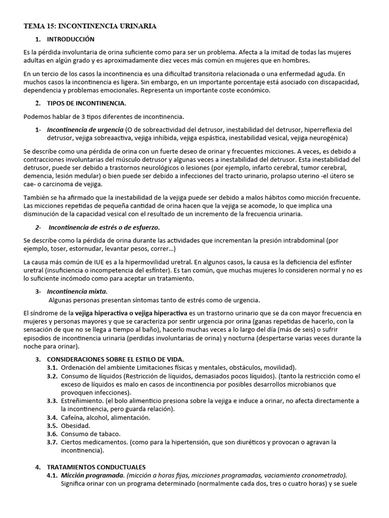 TEMA 15. mio | Descargar gratis PDF | Micción | Electromiografia