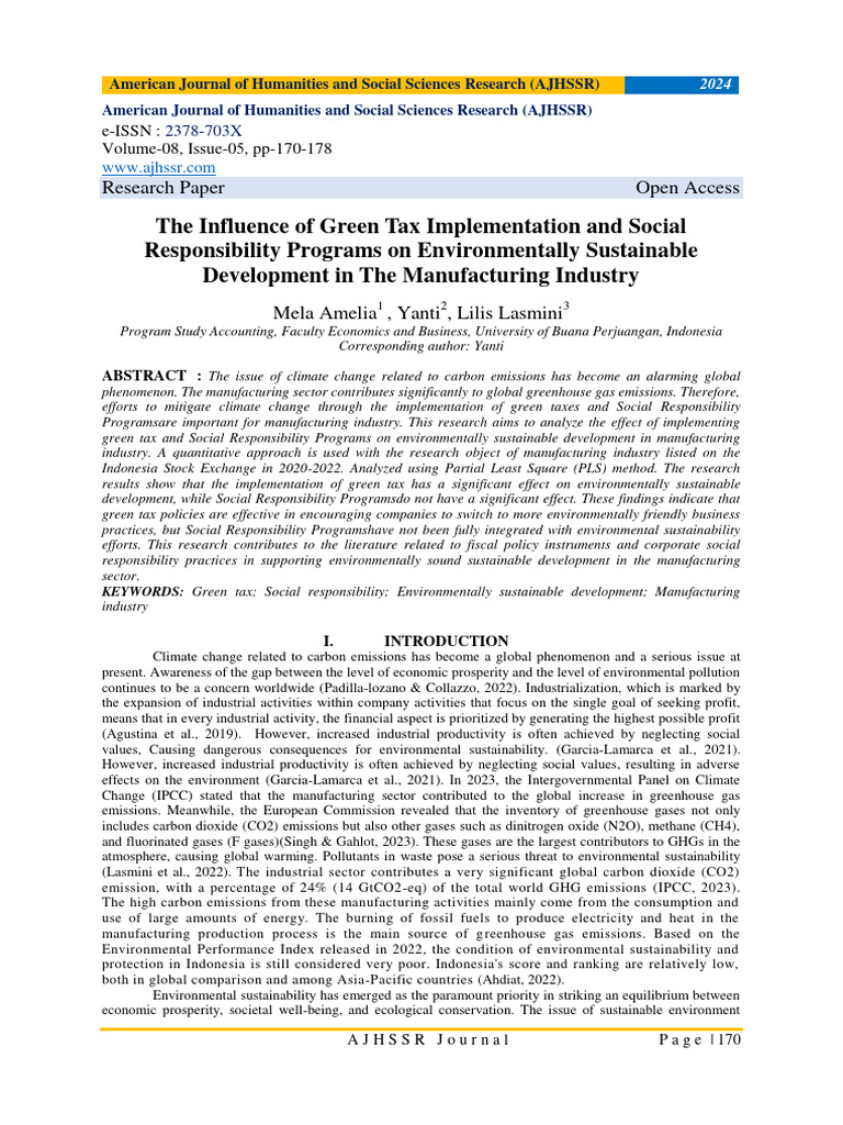 The Influence of Green Tax Implementation and Social Responsibility Programs On Environmentally ...