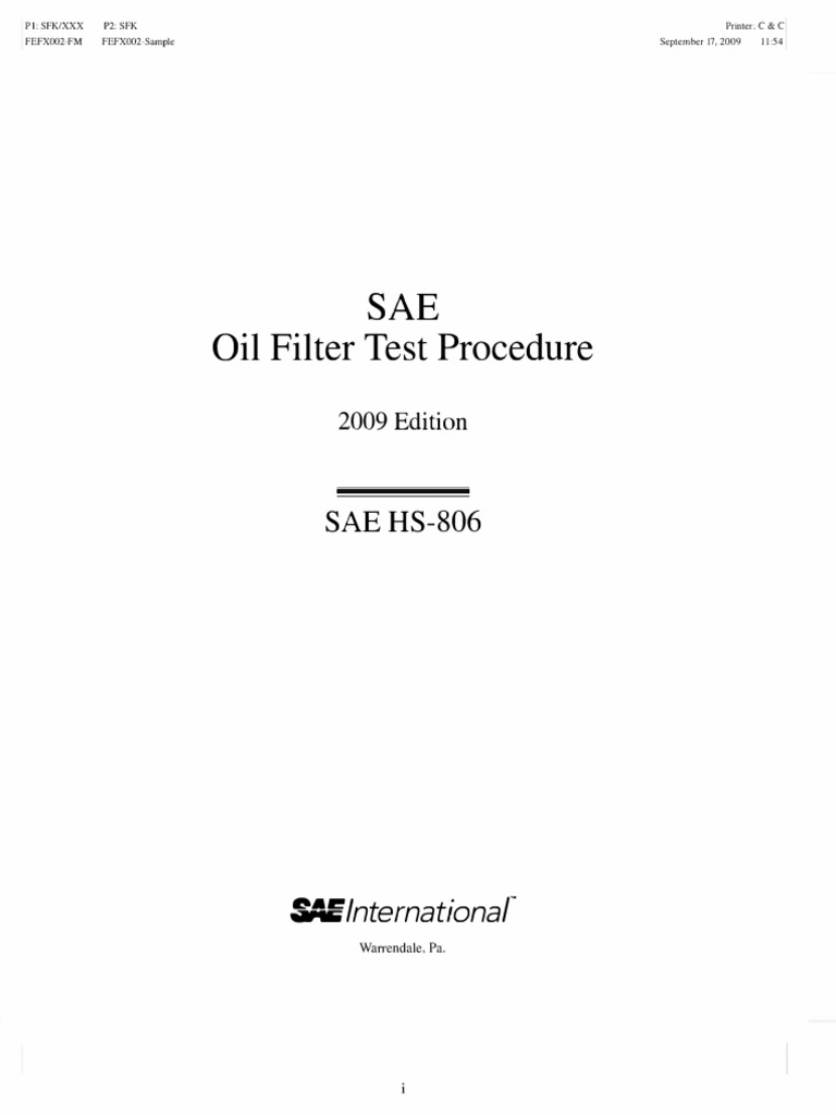 Sae HS-806-2009 | PDF | Motor Oil | Mechanical Engineering