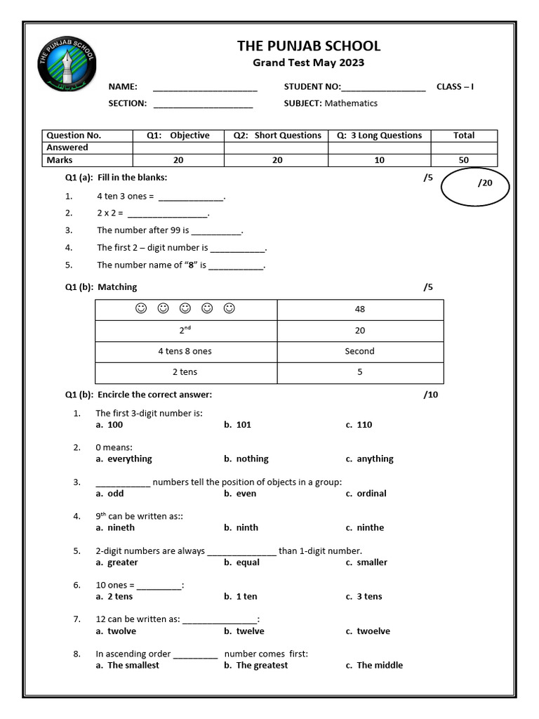 Mathematics Grand Test | PDF | Mathematics