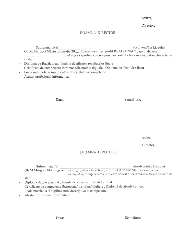 Cerere Eliberare Diplome | PDF