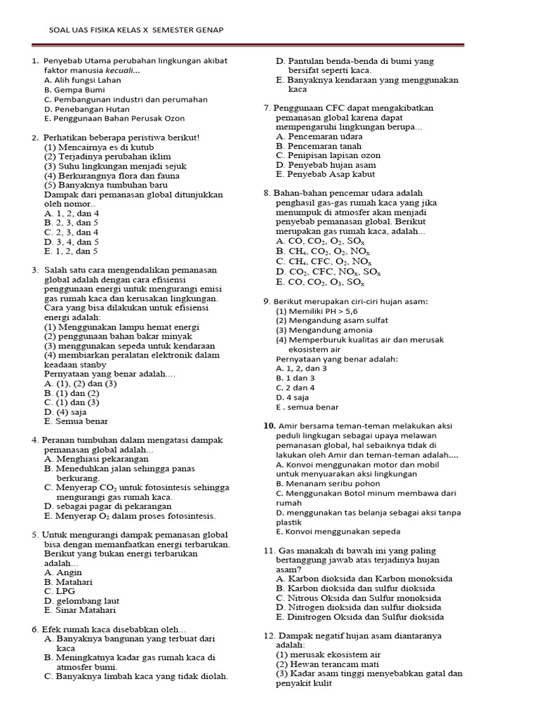 Soal UAS genap 2024 kelas x | PDF