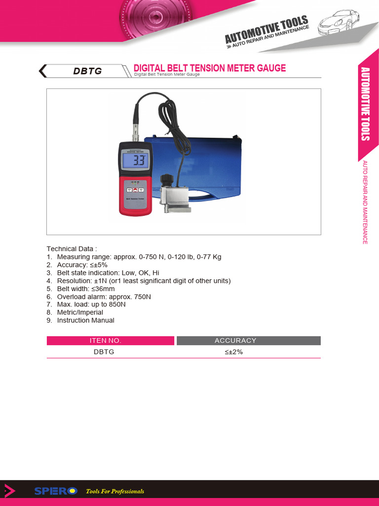Digital Belt Tension Meter Gauge DBTG | PDF