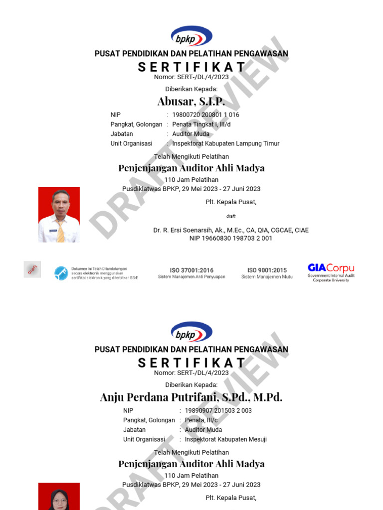 Draft Sertifikat Madya 0130 | PDF | Karier & Perkembangan