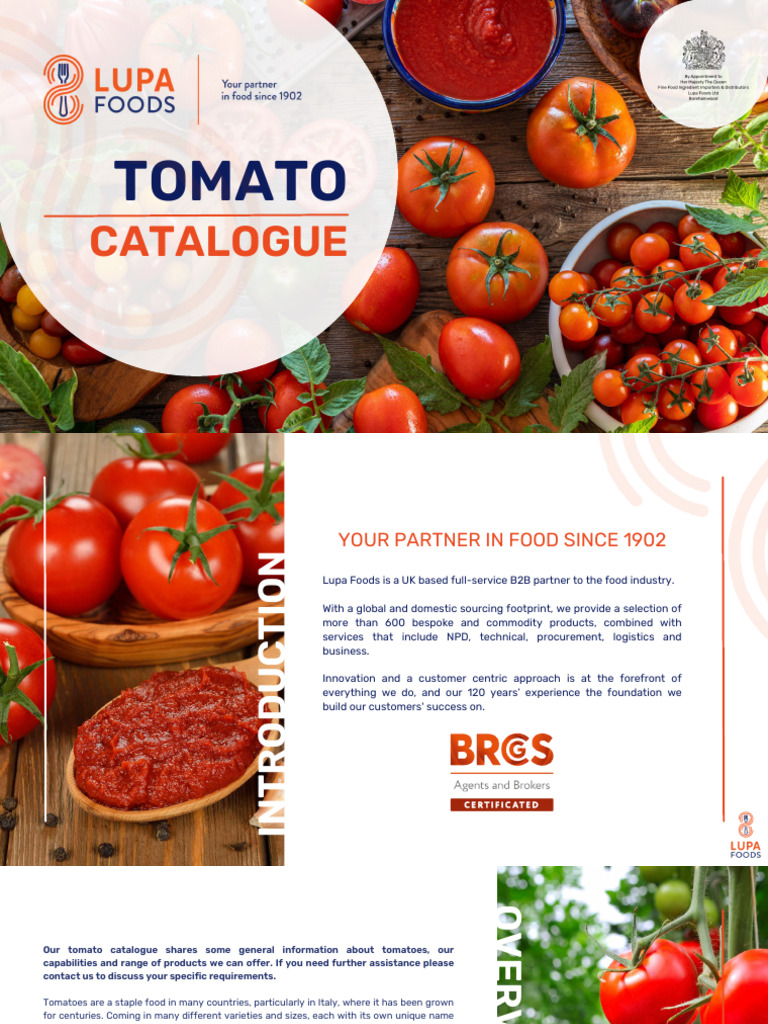 Lupa Foods Tomato Catalogue 2023 Feb | PDF | Tomato | Supply Chain