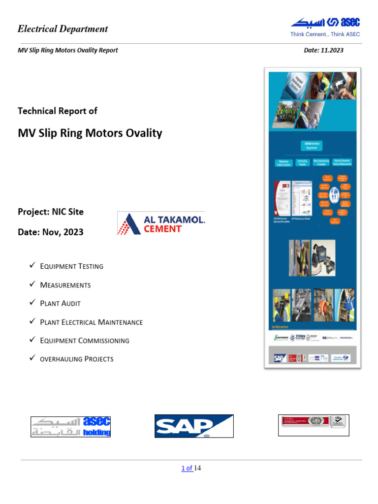 MV Slip Ring Motors Ovality Report | PDF | Manufactured Goods ...