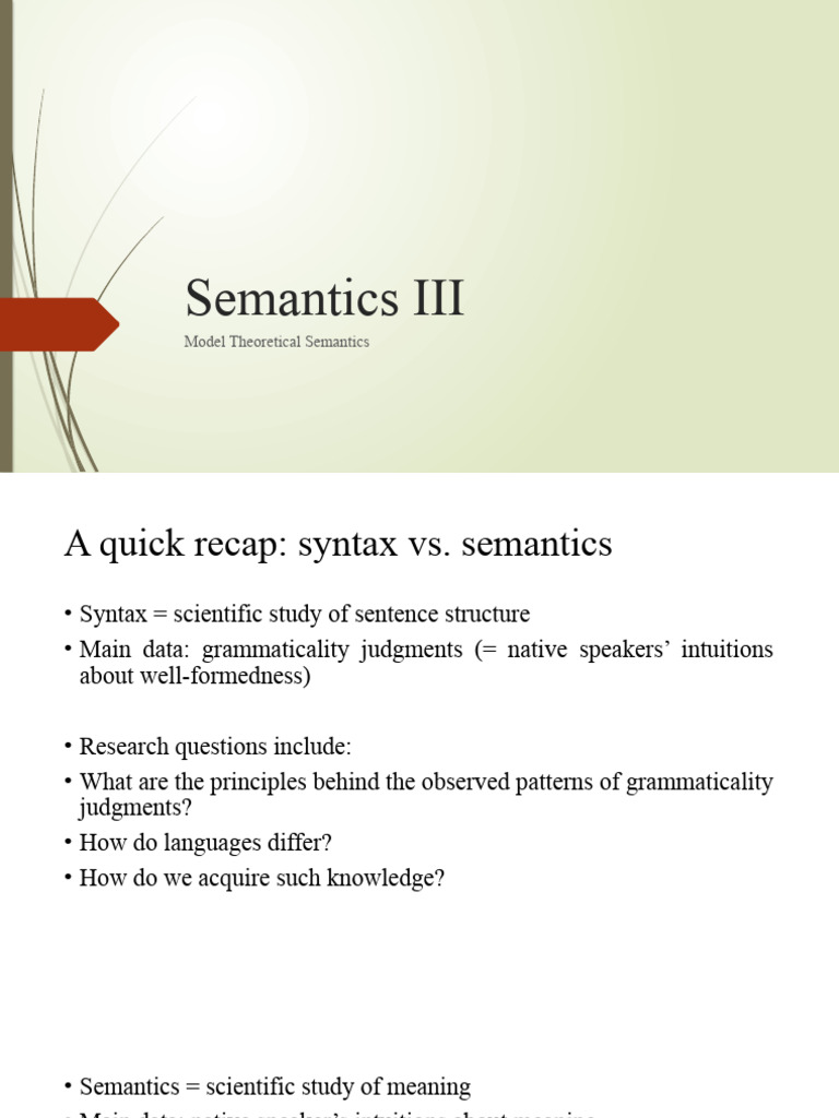 Lecture 11 - Semantics III | PDF | Semantics | Semiotics
