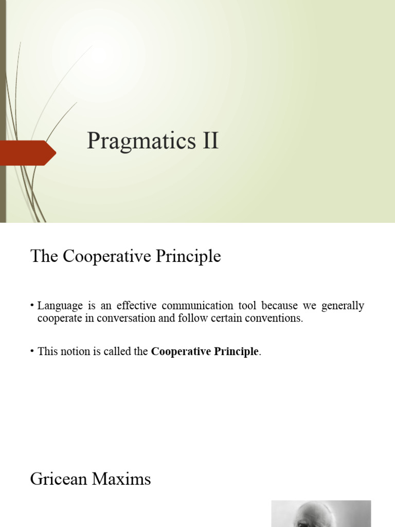 Lecture 13 - Pragmatics II | PDF | Communication | Linguistics