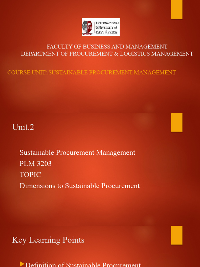 Unit.2 Dimensions To Sustainable Procurement | PDF | Sustainability | Procurement