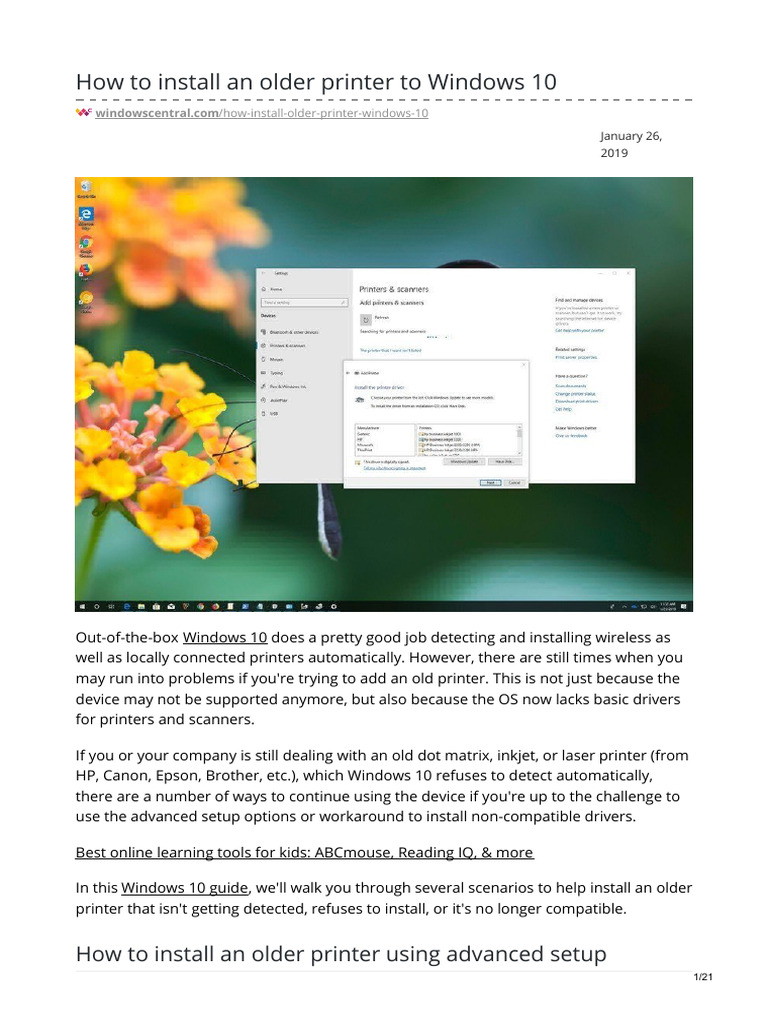 Windows-How To Install An Older Printer To Windows 10 | PDF | Printer (Computing) | Microsoft ...