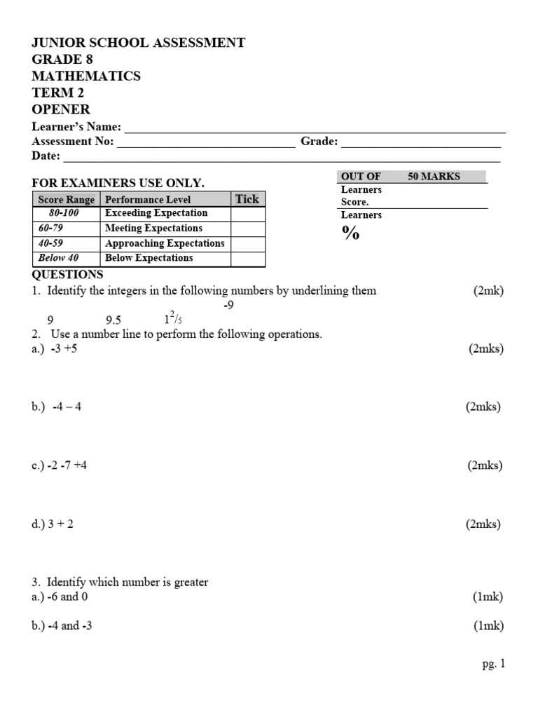 G8 MATHEMATICS | PDF | Numbers | Arithmetic