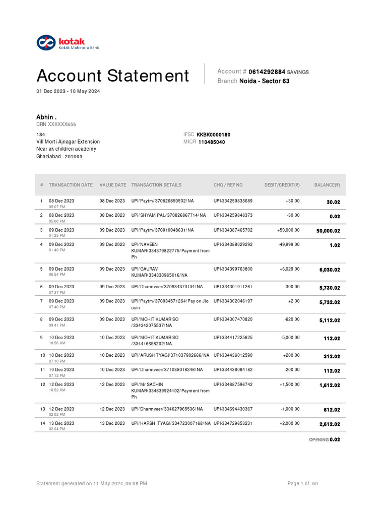 Statement 1 | PDF | Debits And Credits | Business