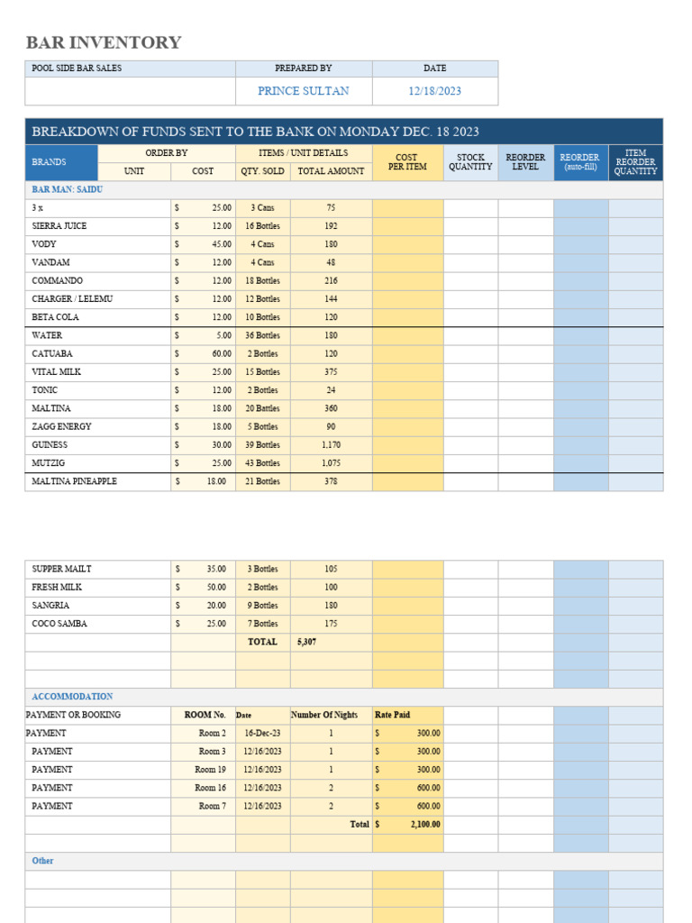 IC Bar Inventory 11652 | Download Free PDF | Beer | Malt Based Drinks