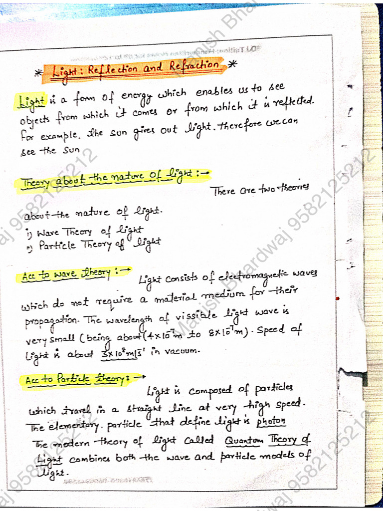 Light- Reflection and Refraction | PDF | Physical Chemistry | Optics