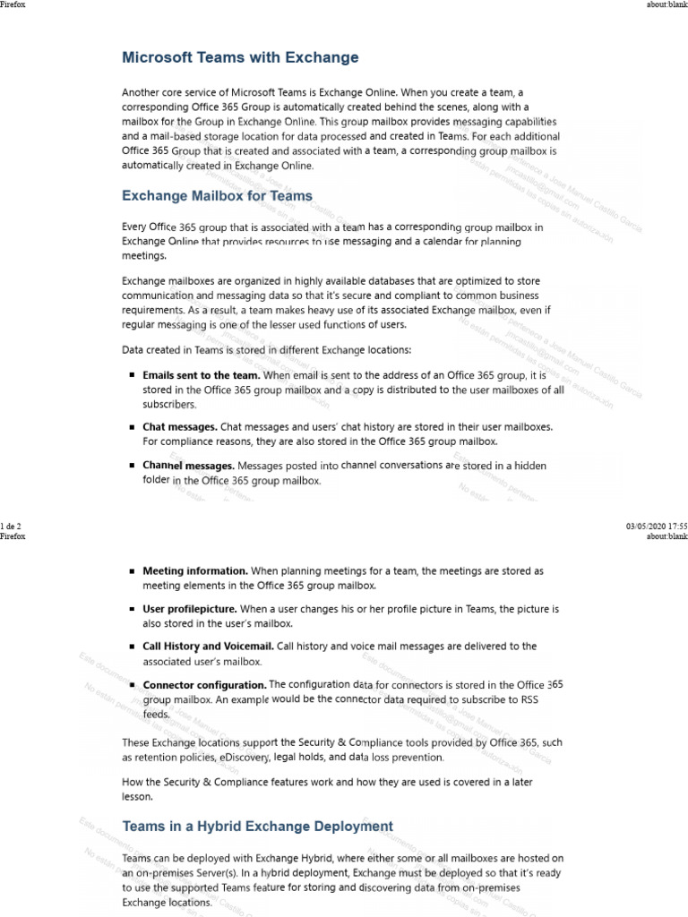m1_Microsoft Teams with Exchange | Download Free PDF | Cloud Computing ...