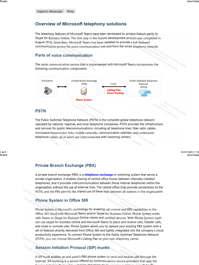 m1 - Overview of Microsoft Telephony Solutions | Download Free PDF | Public Switched Telephone ...