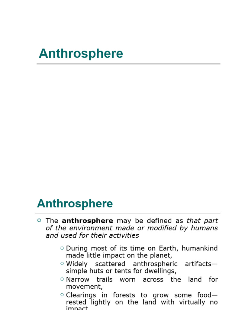 Lecture 6 Theory Anthrosphere | PDF | Natural Environment | Earth