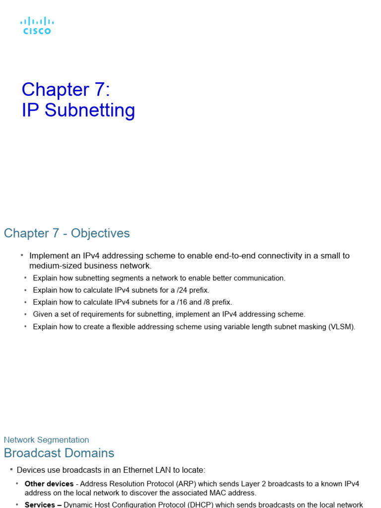 ch07 - IP Subnetting 1 | PDF | Computer Network | Network Protocols