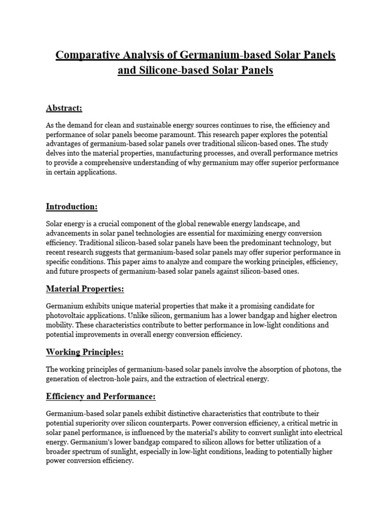 Comparative Analysis of Germanium | Download Free PDF | Photovoltaics ...