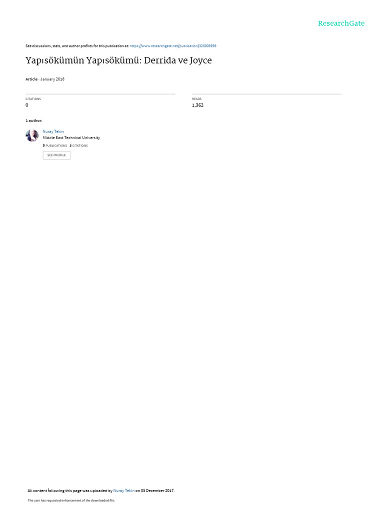 Yapi Sokumun Yapi Sokumu Derrida Joyce | PDF