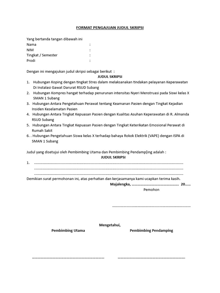 Format Pengajuan Judul Skripsi | PDF