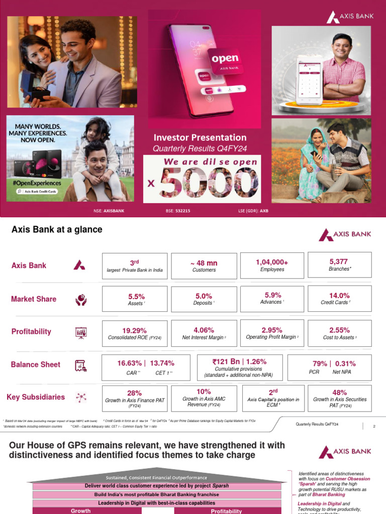 Axis Bank Q4FY24 Investor Presentation | PDF | Banks | Mergers And ...